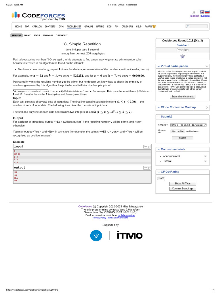 Problem - 2093C - Codeforces | PDF | Prime Number | Computing