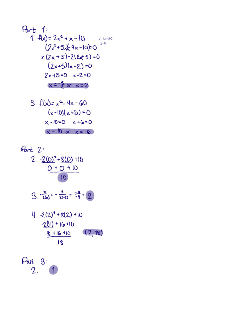Quadratic Equation Quiz Corrections | PDF
