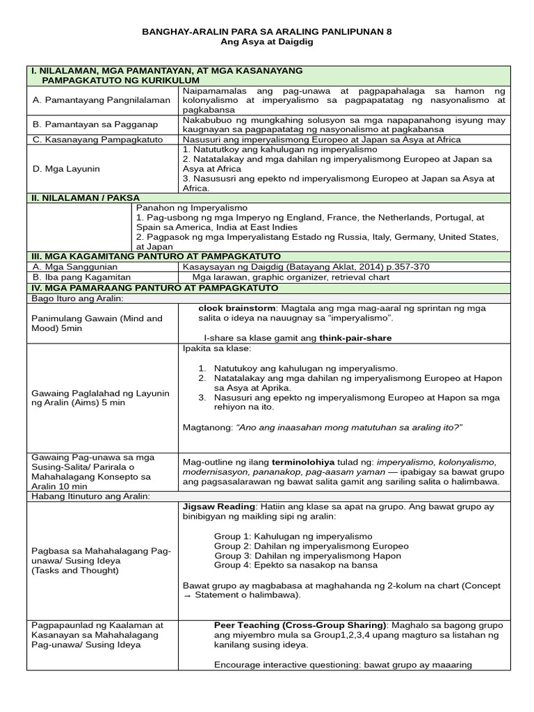 Session 9 Lesson Plan Matatag Template | PDF