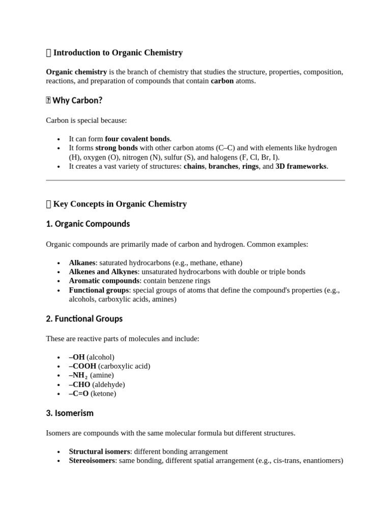 Introduction to Organic Chemistry Basics | PDF