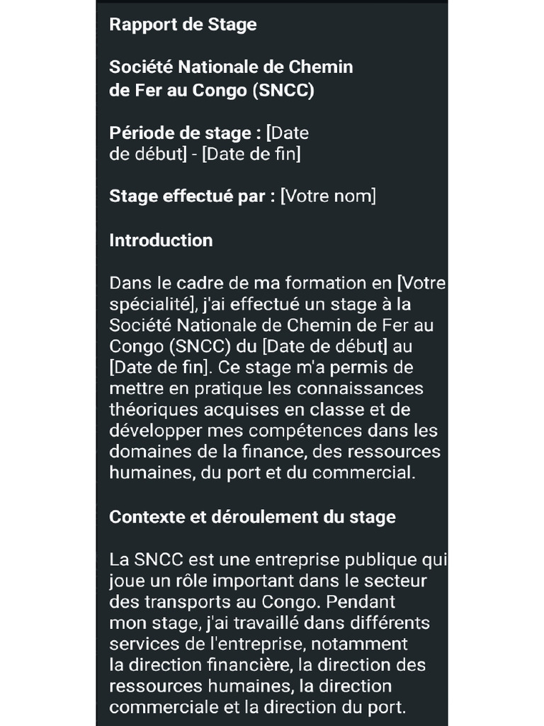 Rapport de Stage de Jean Paul | PDF