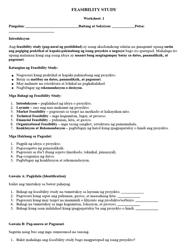 WORKSHEET-1 - FEASIBILITY-STUDY (1) .Docx - 20250902 - 071101 - 0000 | PDF