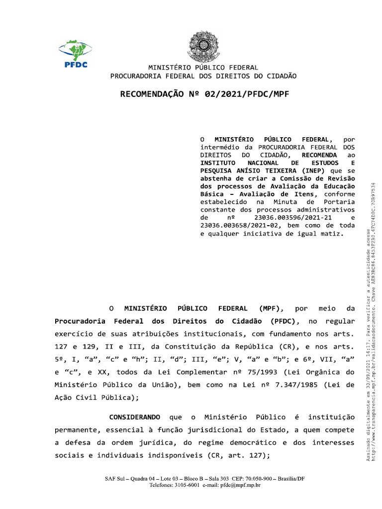 Recomendação MPF | PDF