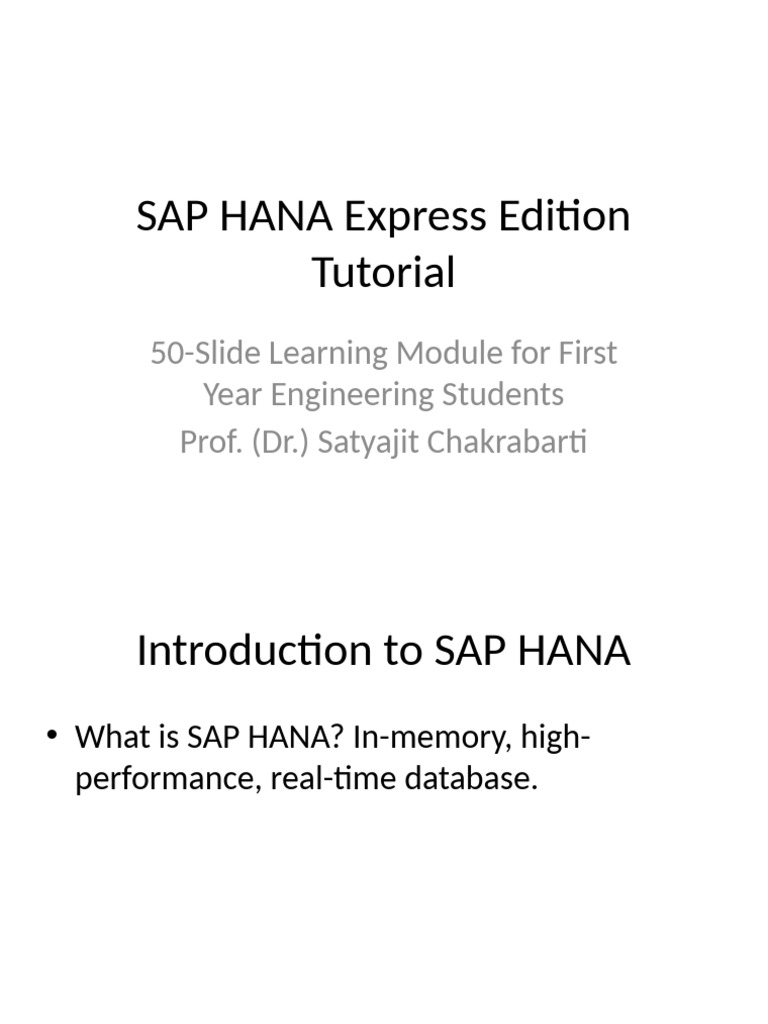 SAP HANA Express Edition Tutorial | PDF | Databases | Information ...