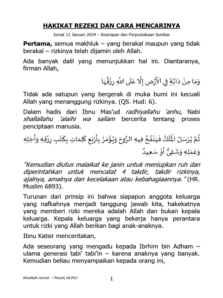 1 Jum'at 12 Januari 2024 - Kajian Kearsipan Dan Perpustakaan Sumbar | PDF