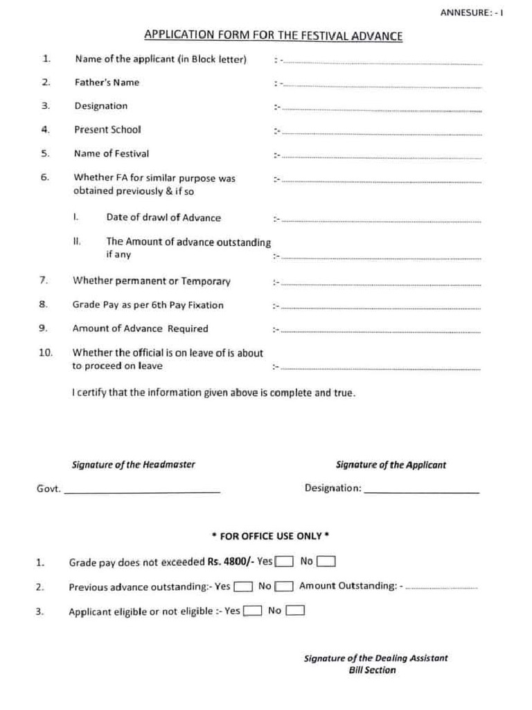 Festival Advance Form | PDF