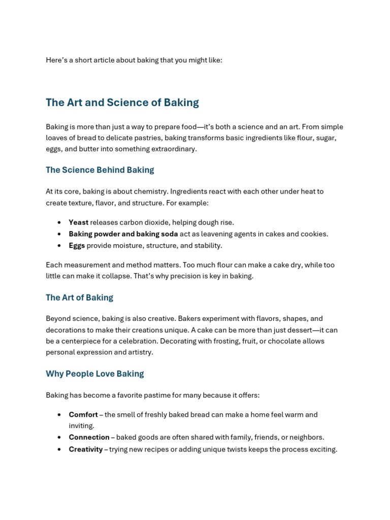 The Art and Science of Baking Explained | PDF