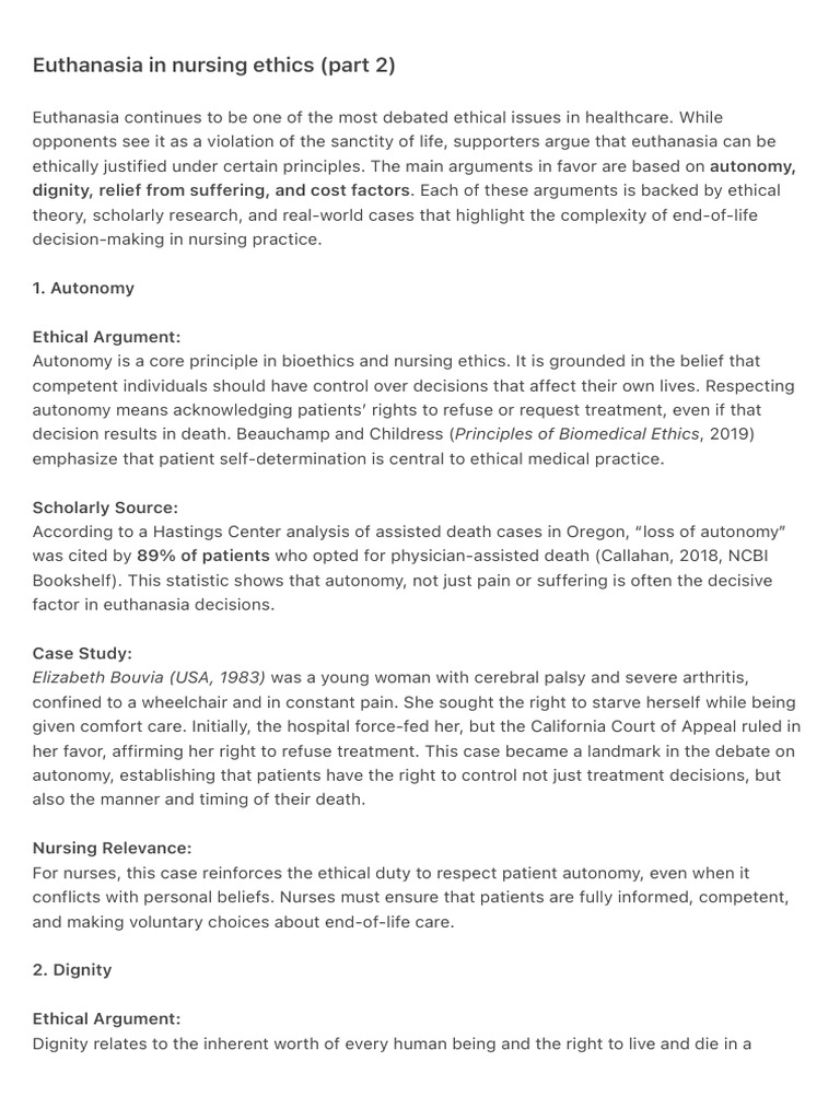 Patient Autonomy in Euthanasia Ethics | PDF | End Of Life Care | Autonomy