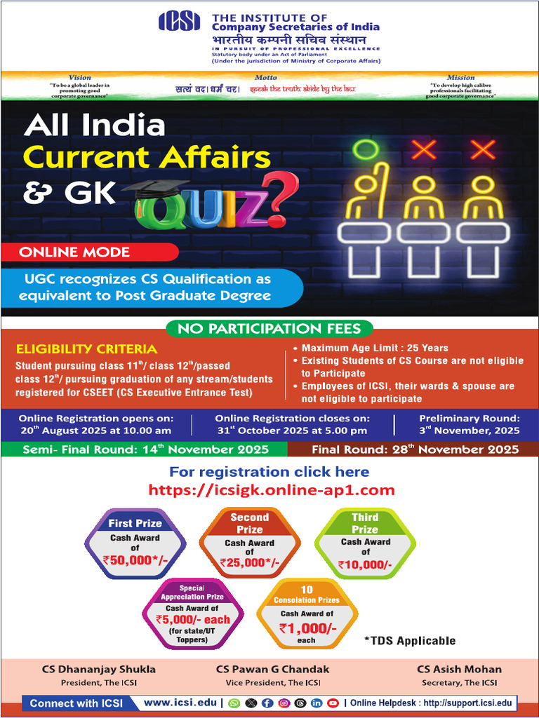 All India Current Affairs & GK Quiz - 2025 | PDF