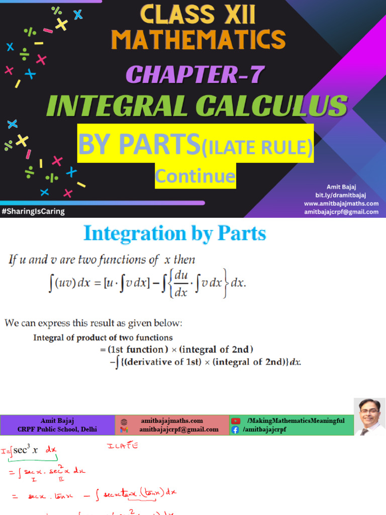 L-14 Integration (By Parts - Continue) + 3 Special Formulas | PDF ...