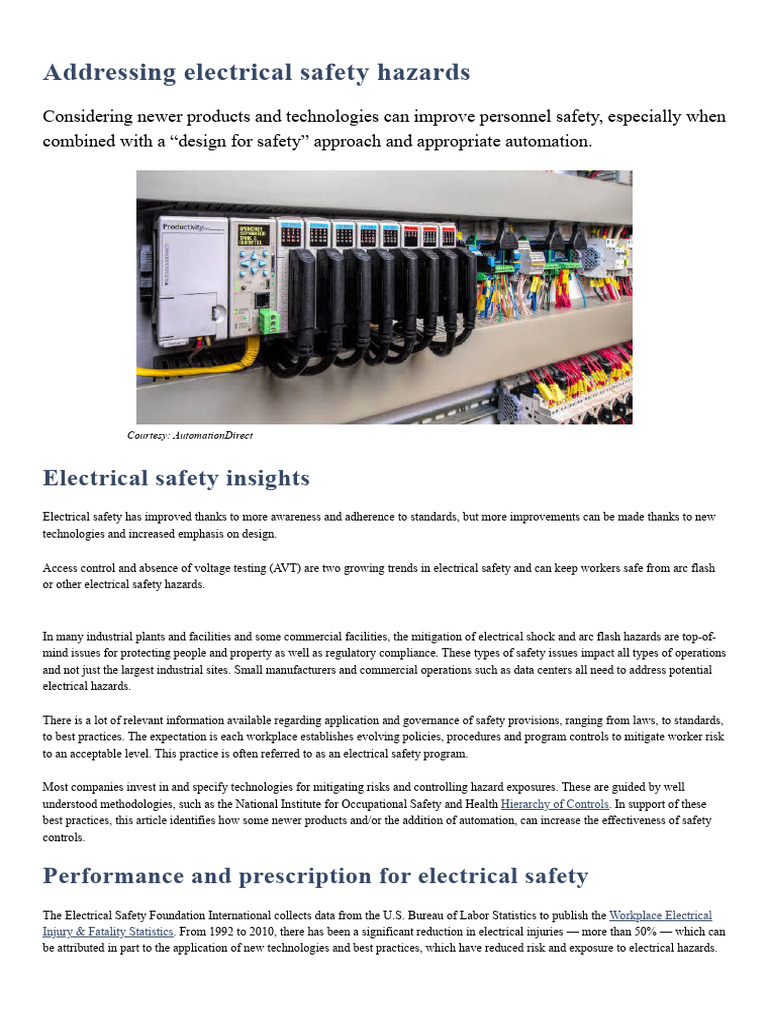 Addressing Electrical Safety Hazards - Control Engineering | PDF ...