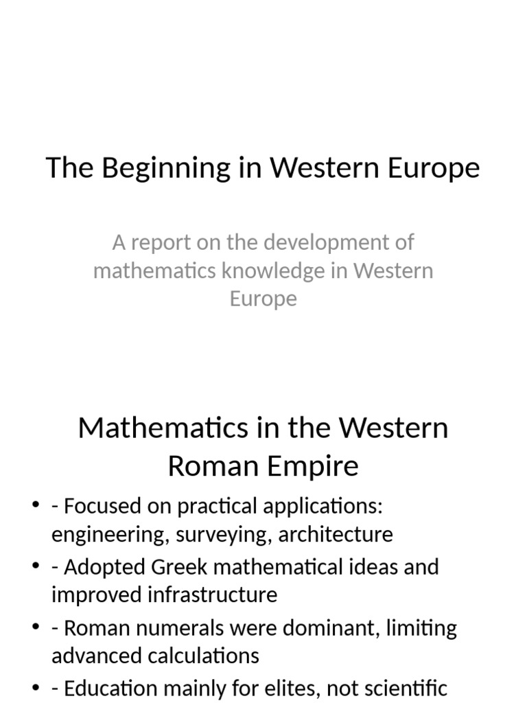 Beginning in Western Europe Math Report | PDF