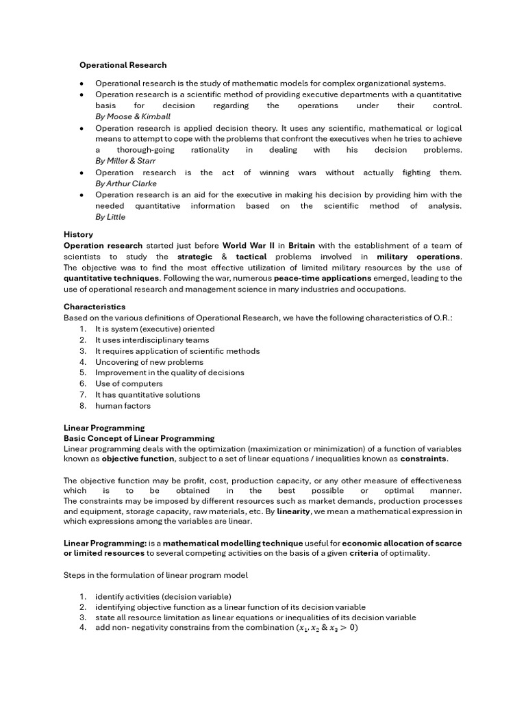 Operational Research | PDF | Mathematical Optimization | Operations ...