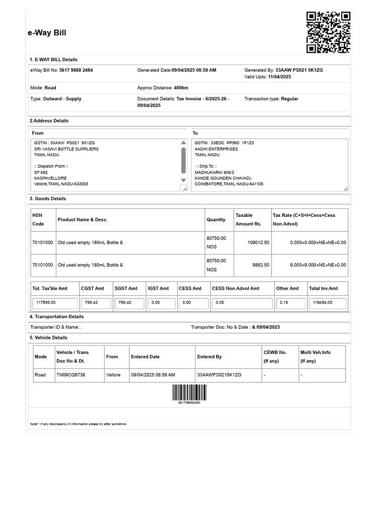 6 AADHI E Way Bill System | PDF | Public Finance | Taxation