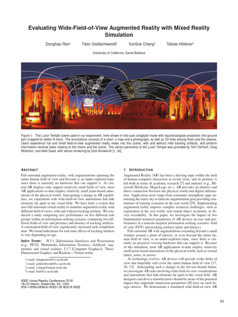 Evaluating Wide-field-Of-View Augmented Reality With Mixed Reality ...