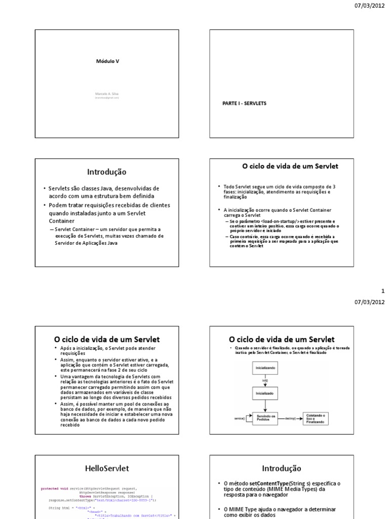 Servlet e JSP | PDF | Páginas do servidor Java | Servlet Java