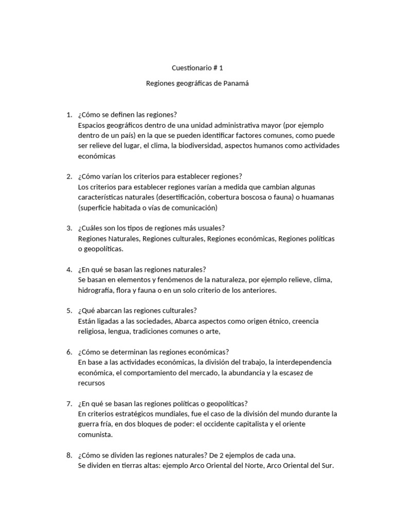Las 5 Regiones de Panamá | PDF | Los bosques | Sabana