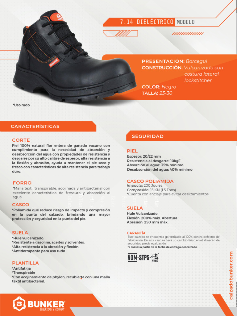 Calzado de Seguridad Bunker: Confort y Resistencia | PDF