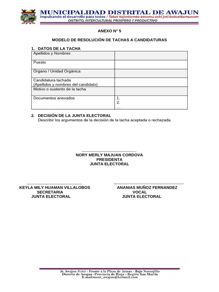 Anexo #05 - Modelo de Resolución de Tachas | PDF