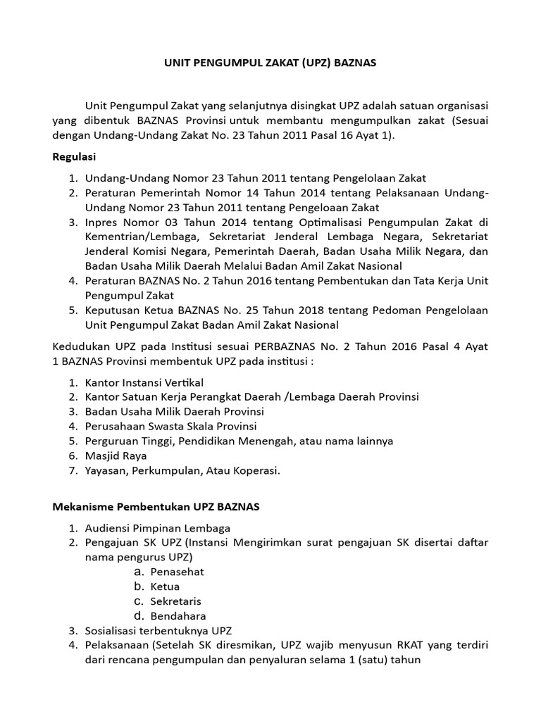 Pengertian dan Fungsi UPZ BAZNAS | PDF