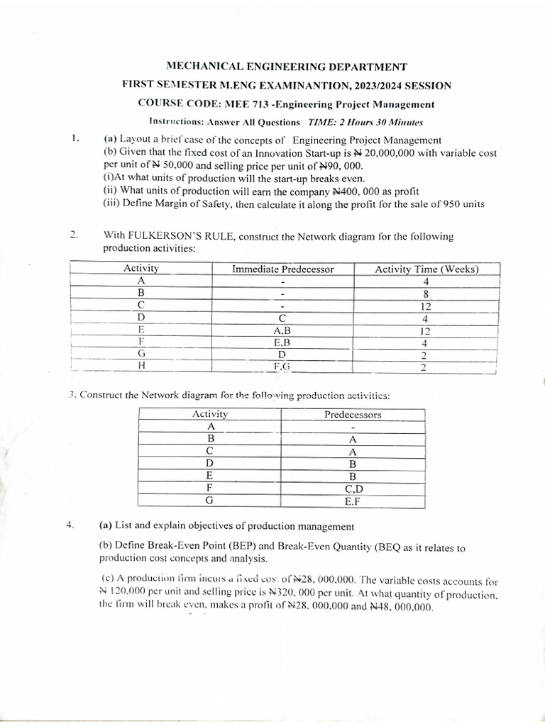 MEng Thermofluids and Power Plant - Past Questions | PDF