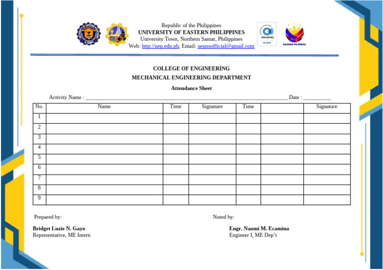 Ojt Attendance Sheet Pdf