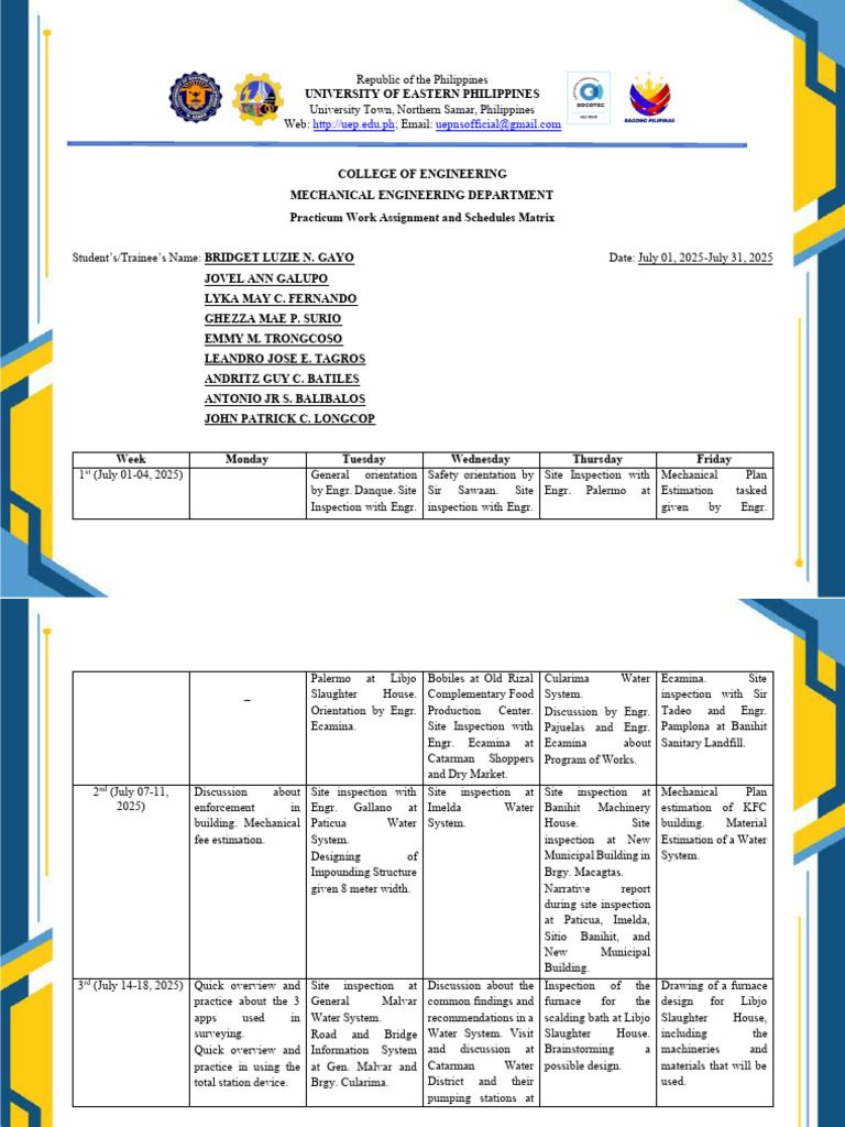 OJT - 9work Assignment Matrix | PDF