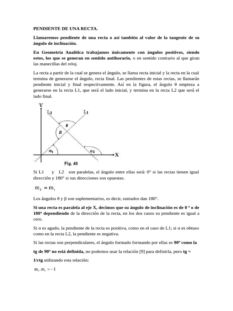 Pendiente de Una Recta | PDF | Pendiente | Línea (geometría)
