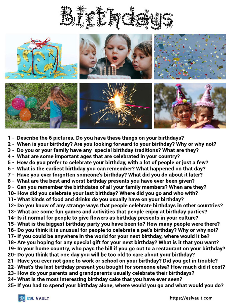 ESL Birthday Conversation Questions | PDF