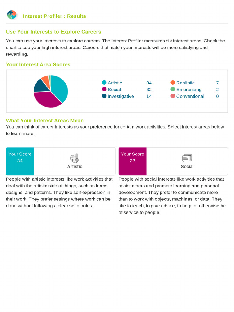 Interest Profiler - Answers | PDF
