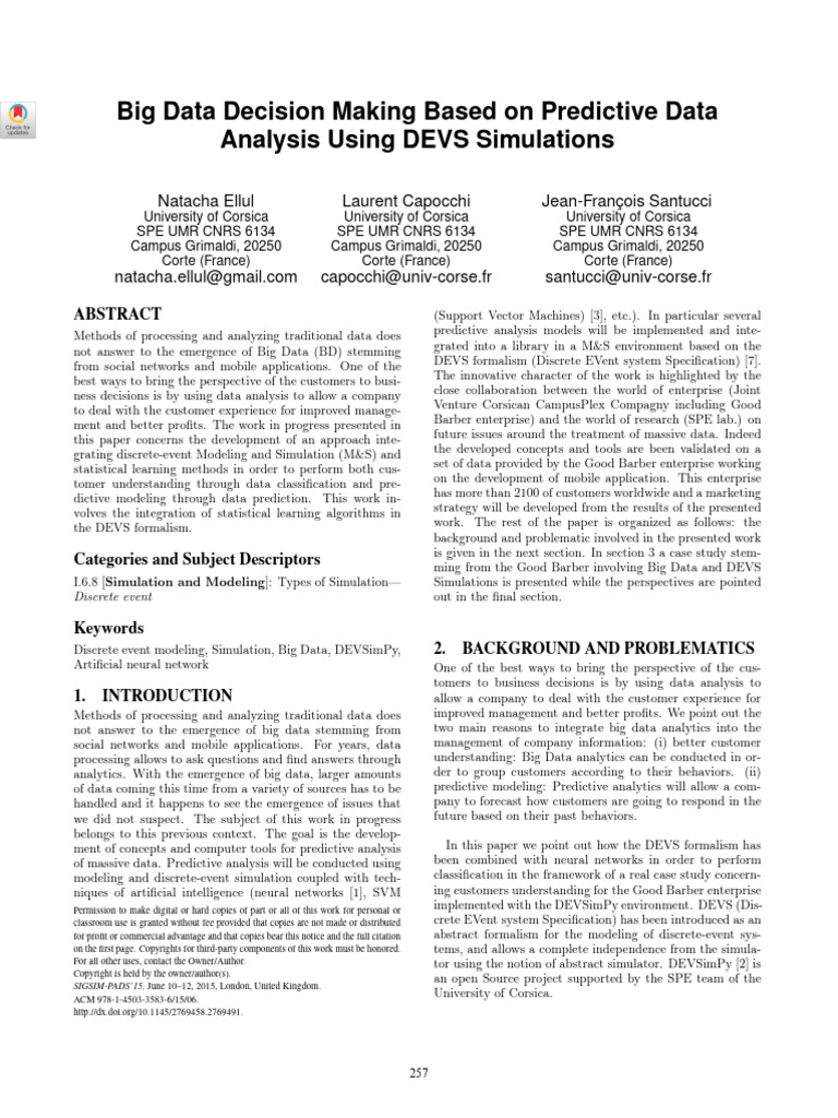Ellul Et Al., 2015, Big Data Decision Making Based On Predictive Data ...