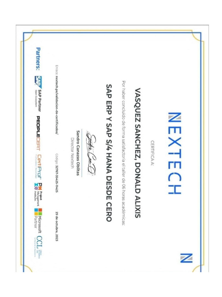 Certificado Sap | PDF