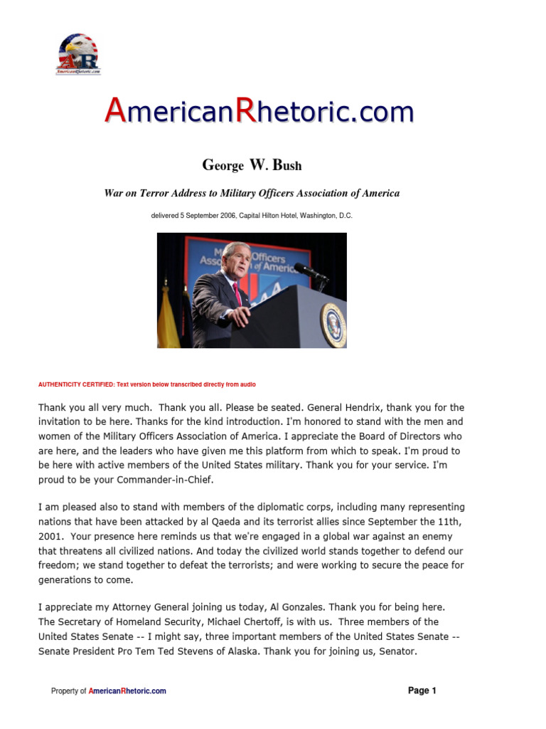 Bush's 2006 Address on War on Terror | PDF | Al Qaeda | World Politics