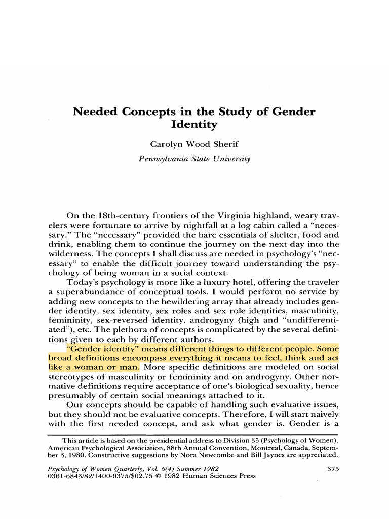 Understanding Gender Identity Concepts | PDF | Schema (Psychology) | Gender