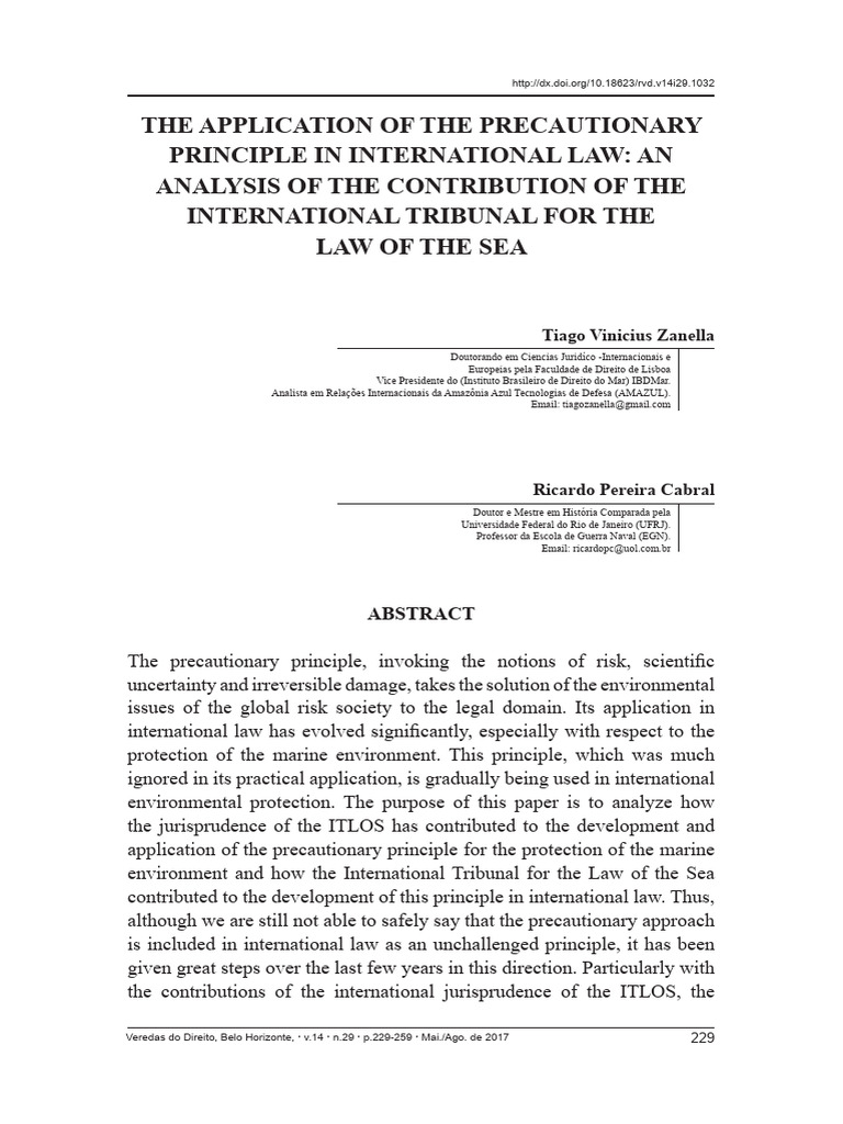 Precautionary Principle in International Law | PDF | Risk ...