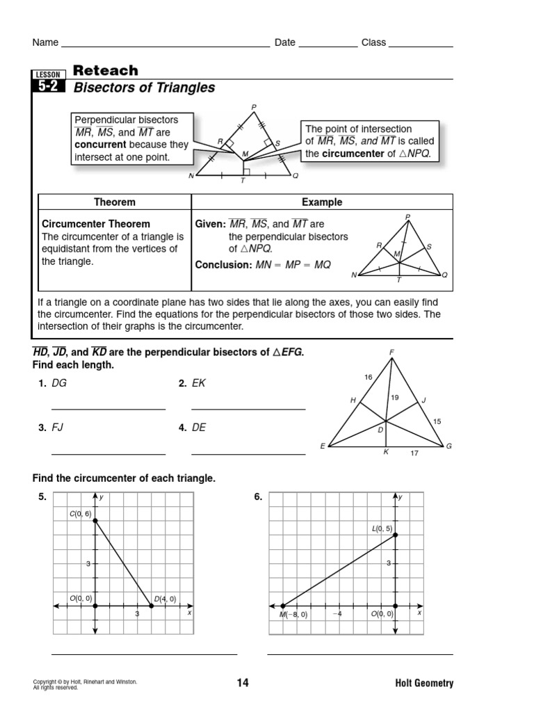 Triangle Bisectors and Circumcenter | PDF | Perpendicular | Triangle
