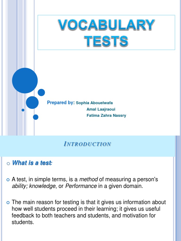 Vocabulary Tests | PDF | Multiple Choice | Vocabulary