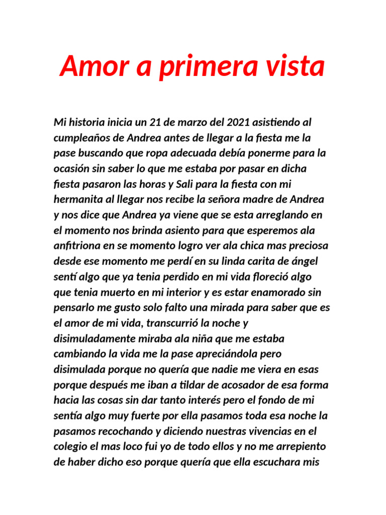 Amor a primera vista: mi historia | PDF | Amor