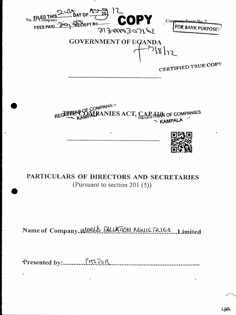 Form20-Notification of Appointment of Director and Secretary For World ...