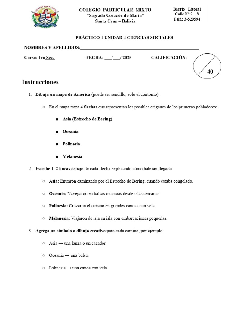 Practico 1 Unidad 5 1ro Sec | PDF