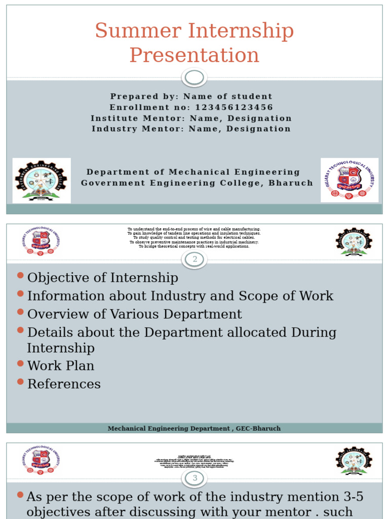Internship Report Presentation | PDF | Wire | Electrical Wiring