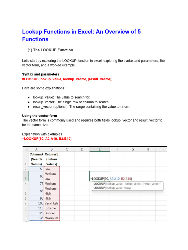 LOOKUP Functions in Excel | PDF | Computer Programming | Computer Engineering