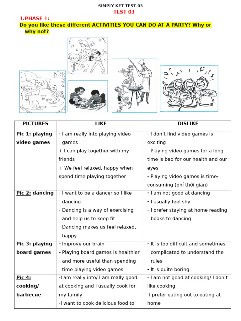 Speaking Ket Part 2 - Simply Test 03 | PDF