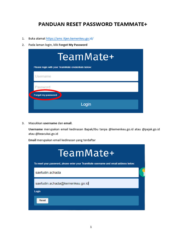 Panduan Reset Password Teammate Pdf