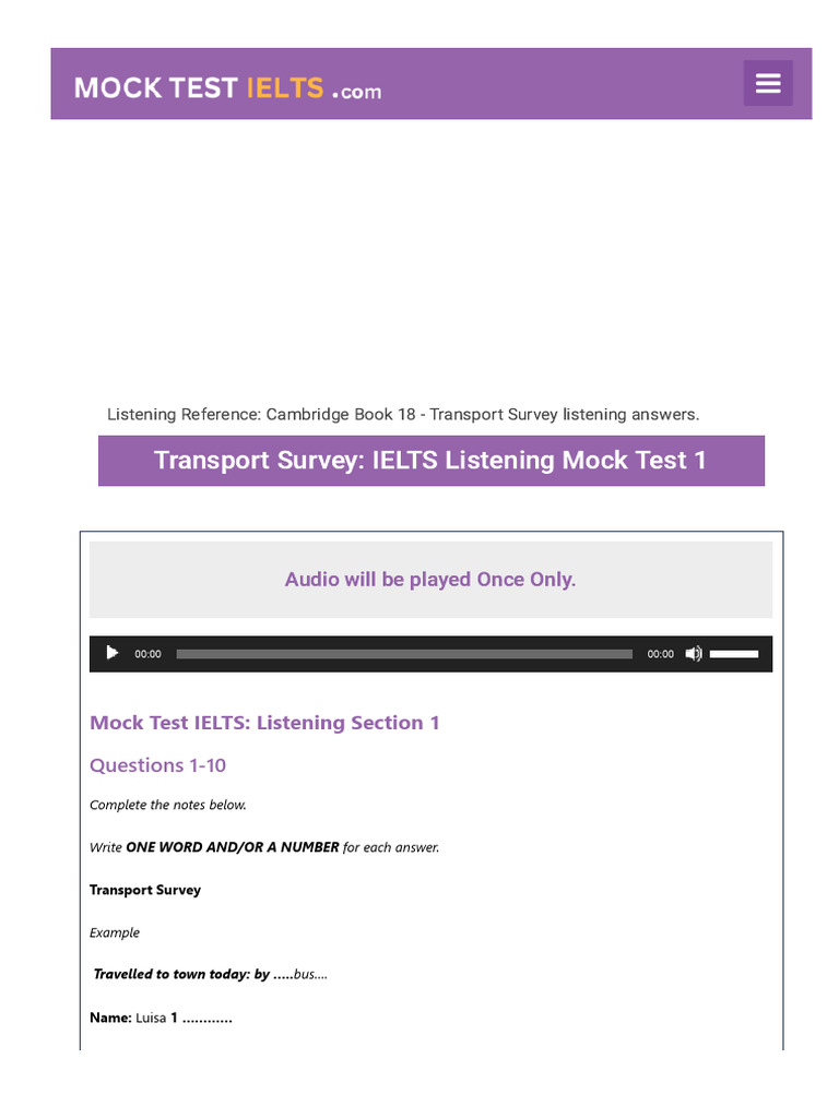Mocktestielts Com Ielts Mock Test Listening Practice Test 1 | PDF ...