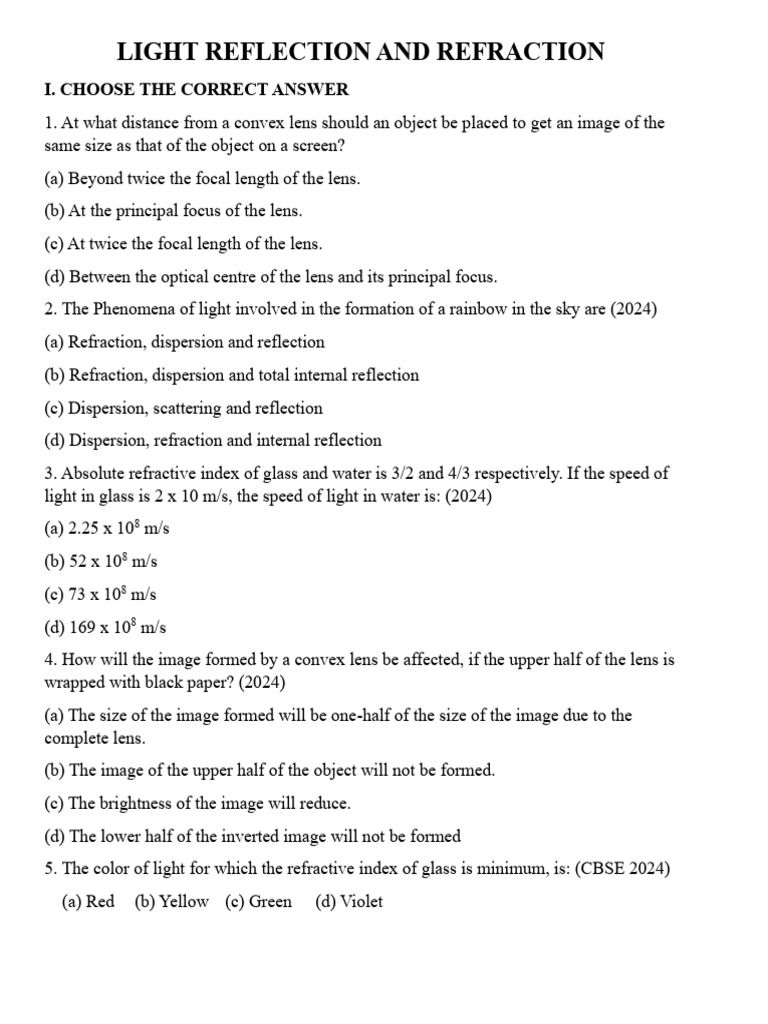 Light Reflection and Refraction | PDF | Electromagnetic Radiation | Electromagnetic Spectrum