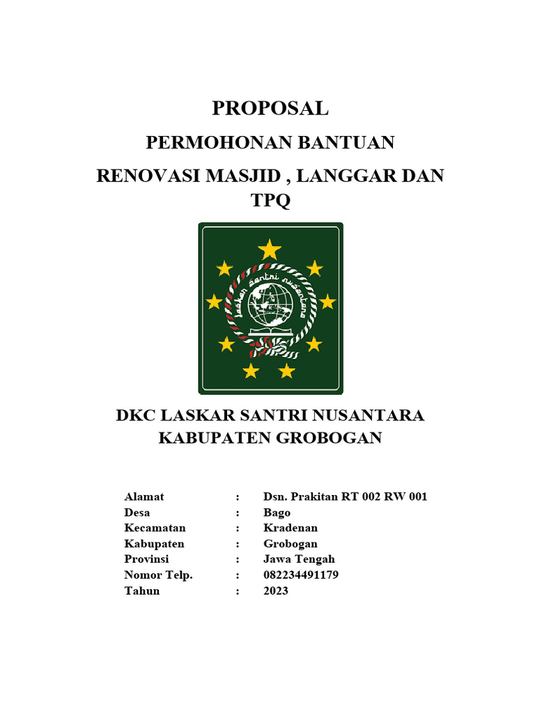 Contoh Proposal Rehab Langgar | PDF