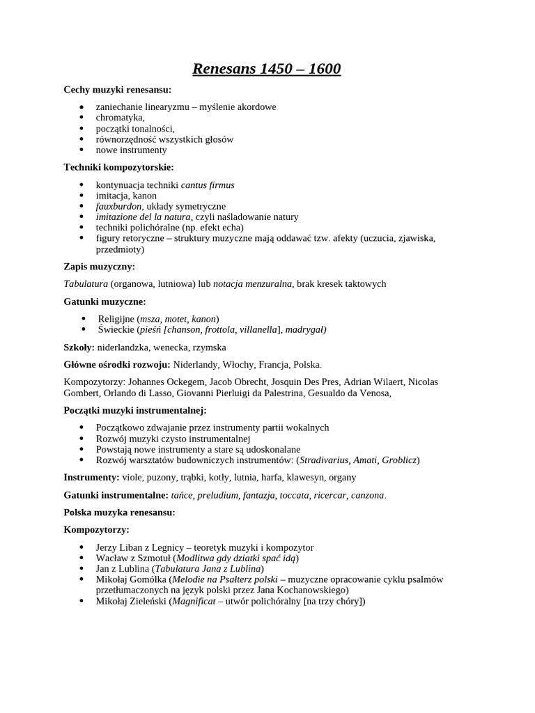 Renesans NOTATKA | PDF