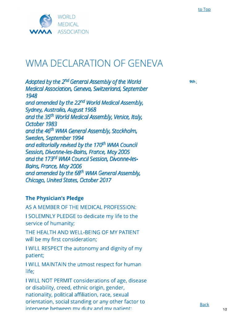 1f. Wma Declaration of Geneva | PDF
