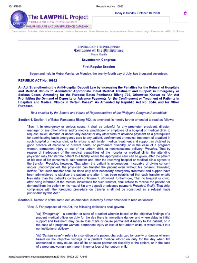 4b. RA 10932 ... Penalties For The Refusal of Hospitals ... To ...